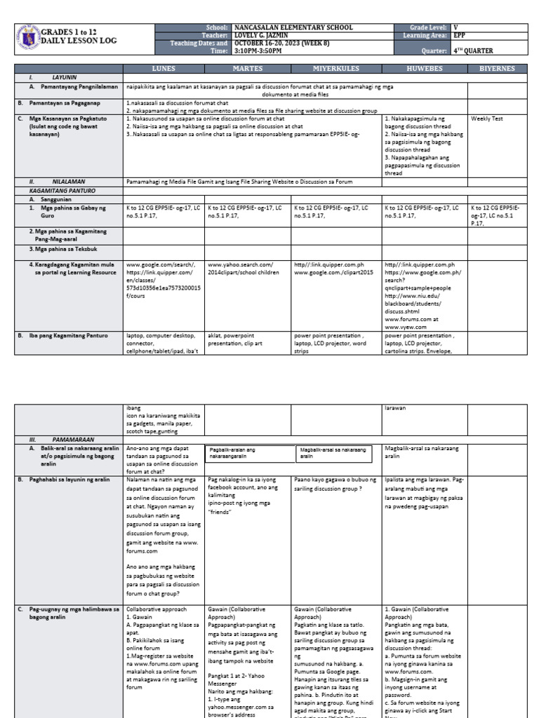 DLL - Epp 5 - Q4 - W8 | PDF