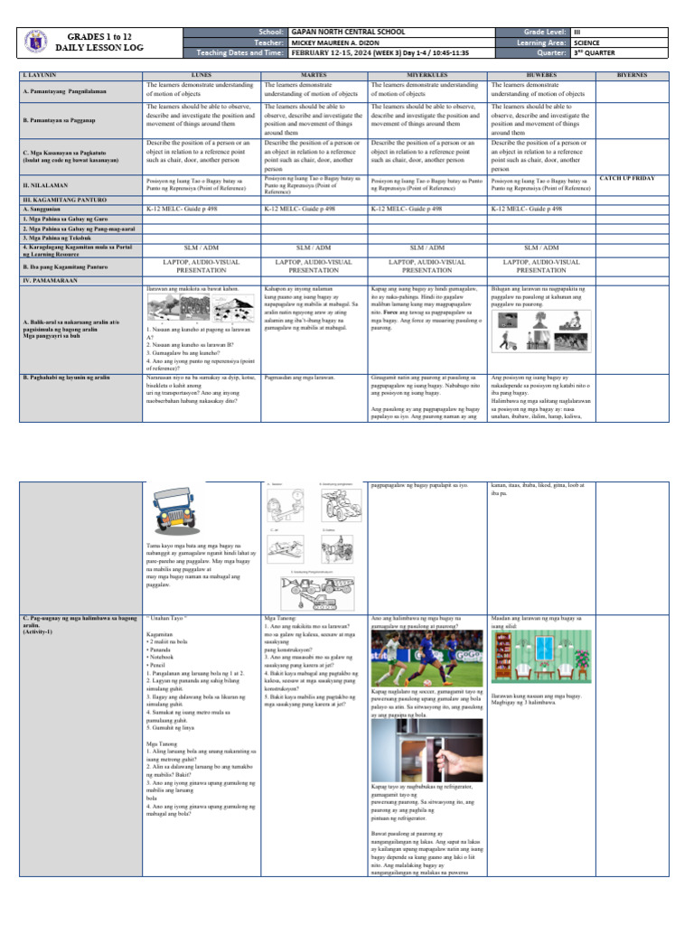 Grade-3 DLL Q3 W3 Science | PDF