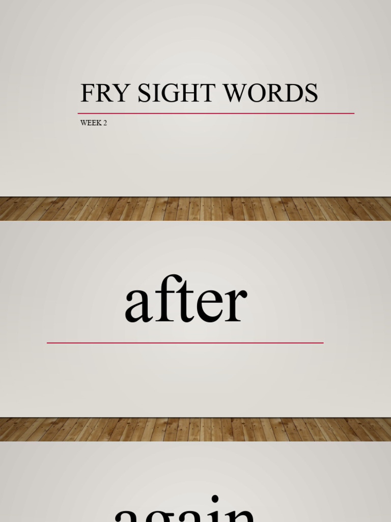 Fry Sight Words - Week 2 | PDF