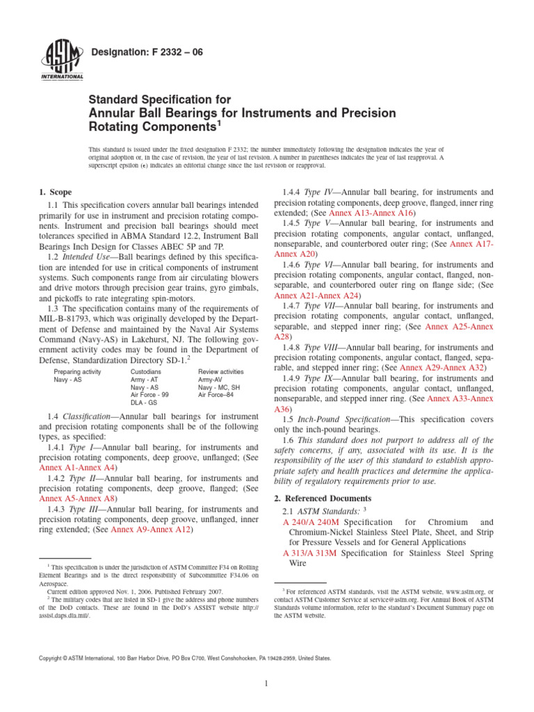 Astm F 2332 2006 | PDF | Bearing (Mechanical) | Engineering Tolerance