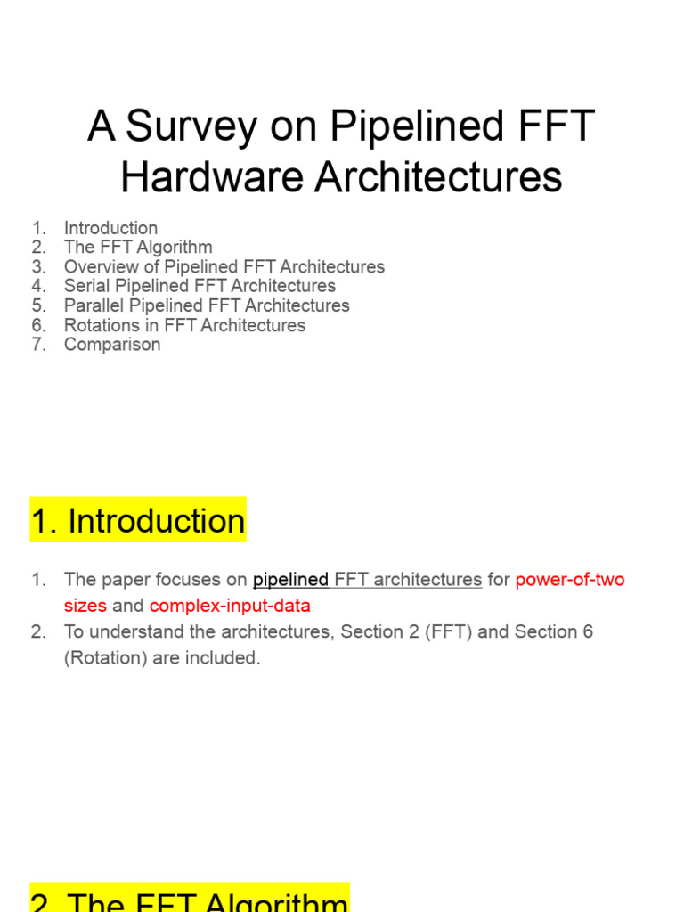 A Survey on Pipelined FFT Hardware Architectures 報告 | PDF | Fast Fourier Transform | Computer ...