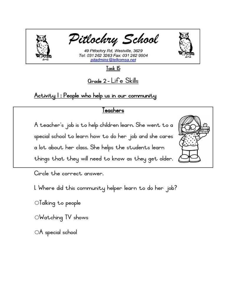 Grade 2 Life Skills Task 15 | PDF | Chef