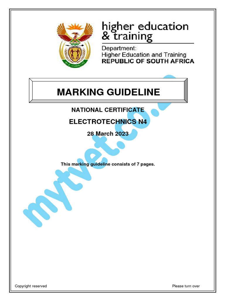 Electrotechnics N4 April 2023 Memorandum PDF | PDF | Electric Motor ...