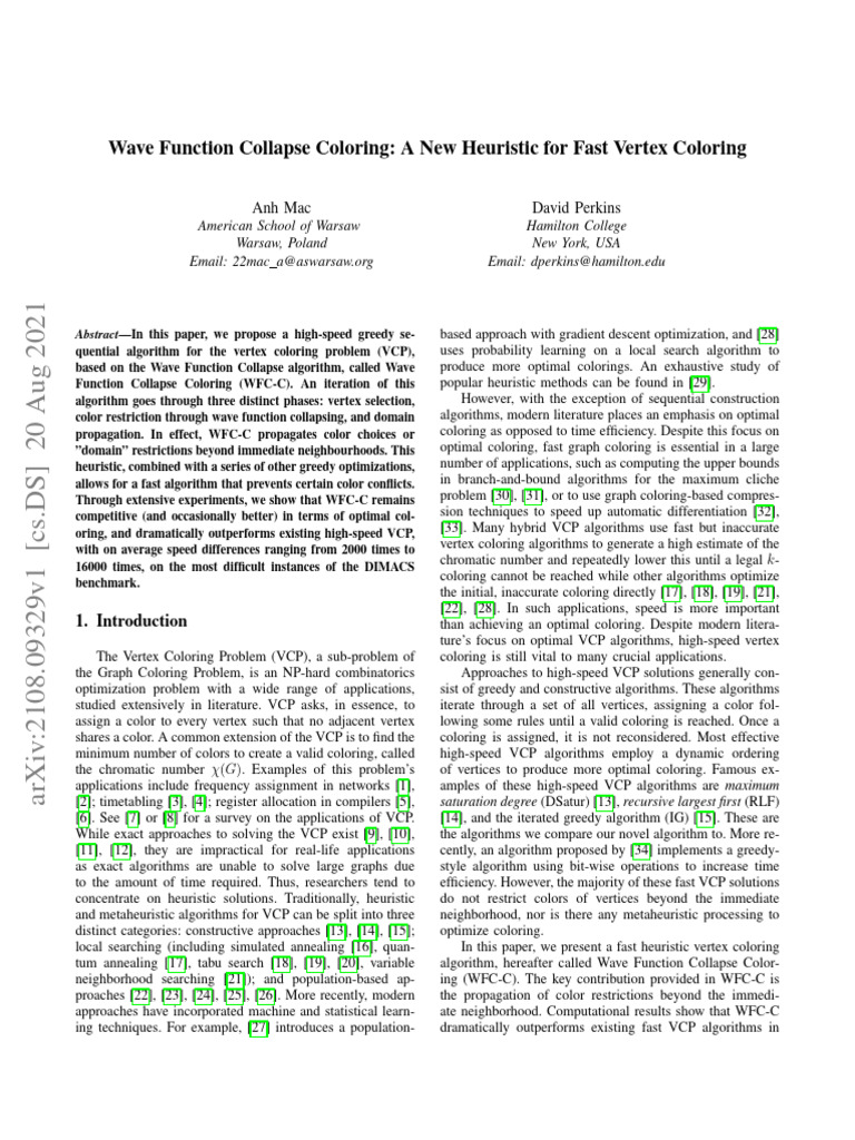 WFC Coloring | PDF | Metaheuristic | Mathematical Concepts