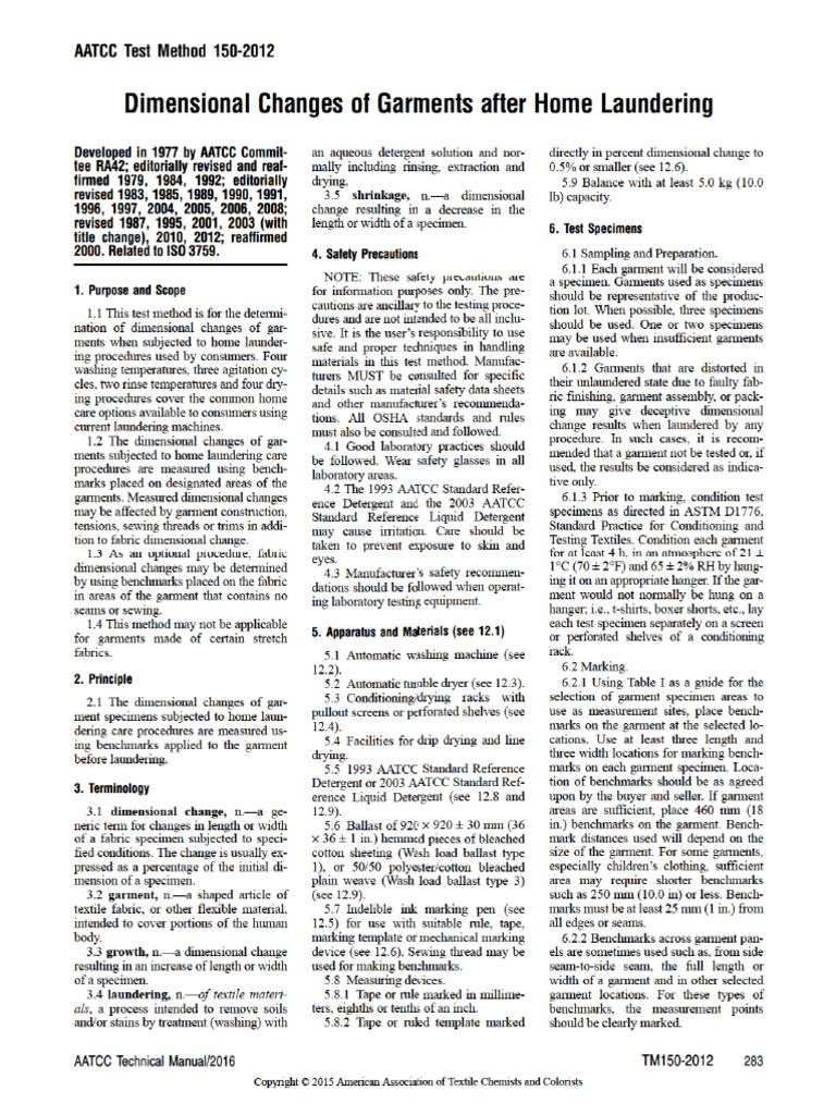 Aatcc 150 2012 | PDF