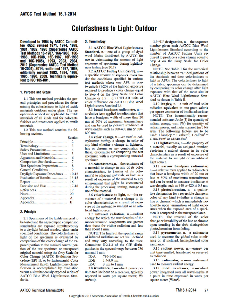 Aatcc 16.1 16.3 2014 | PDF