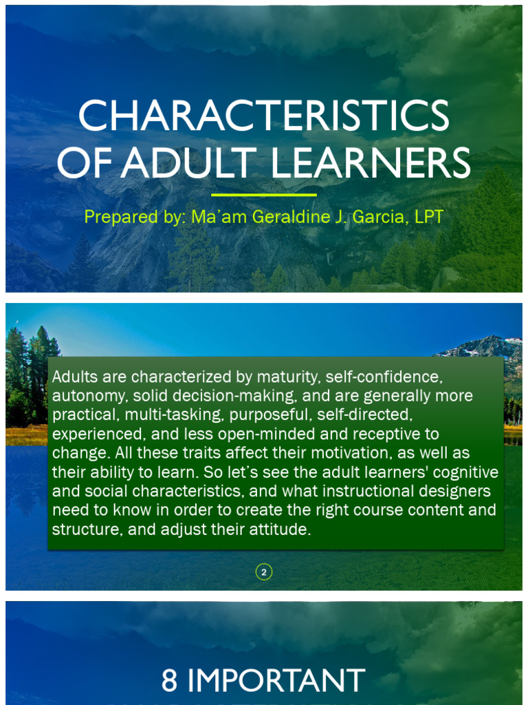 Characteristics of Adult Learners 1 | PDF | Learning | Instructional Design