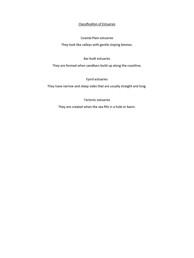 Classification Of Estuaries Pdf
