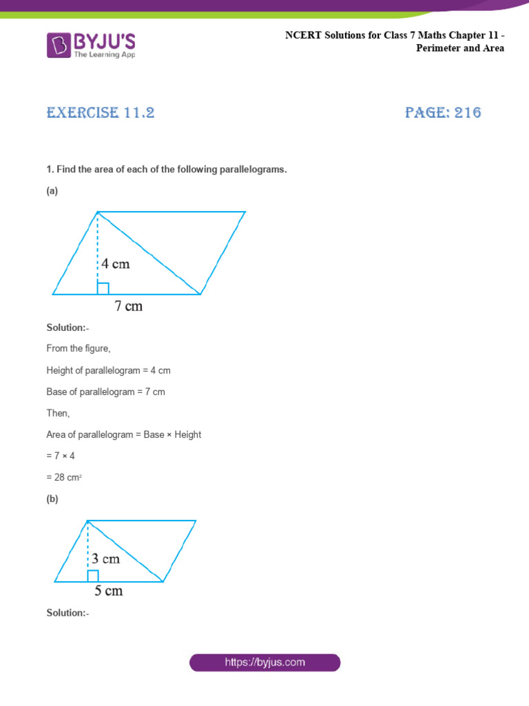 NCERT Solutions For Class 7 Maths 8may Chapter 11 Perimeter and Area ...