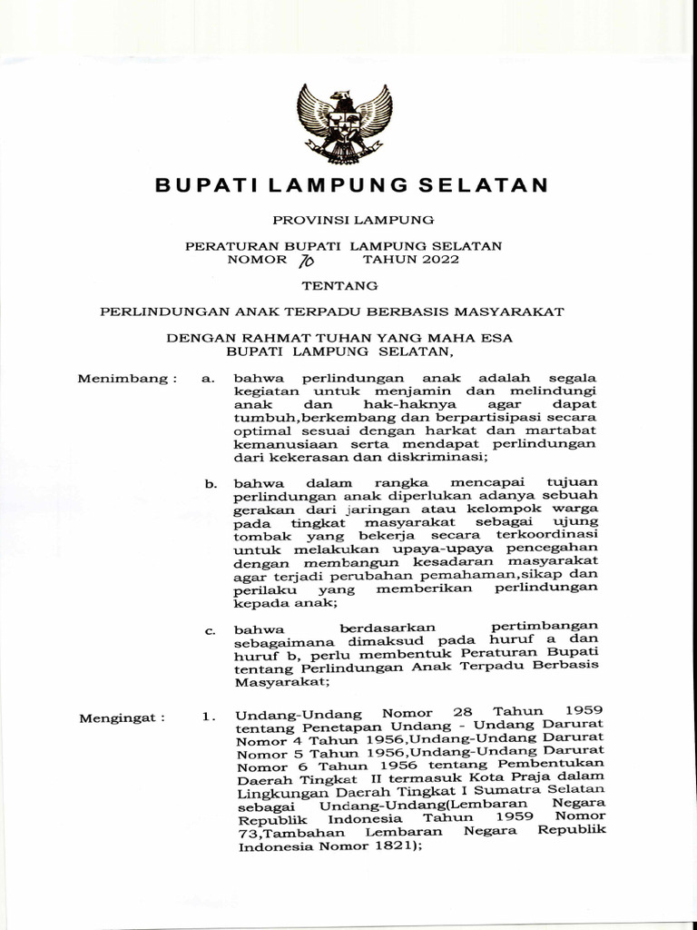 Perbub No 70 Tahun 2022 Tentang PATBM | PDF