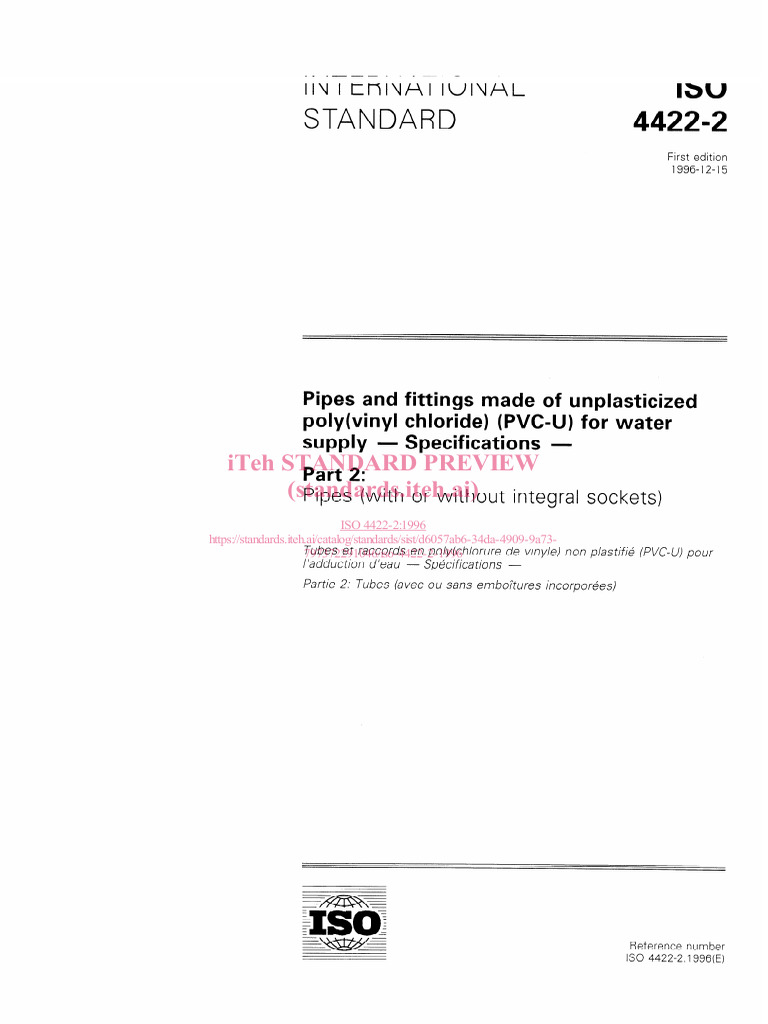 Iso 4422 2 1999 | PDF | Pipe (Fluid Conveyance) | International Organization For Standardization