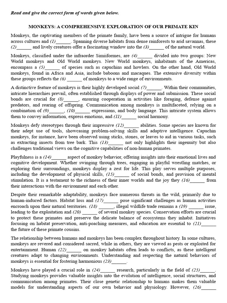 E9 - WORD FORM (Extra) - M | PDF | Monkey | Conservation Biology