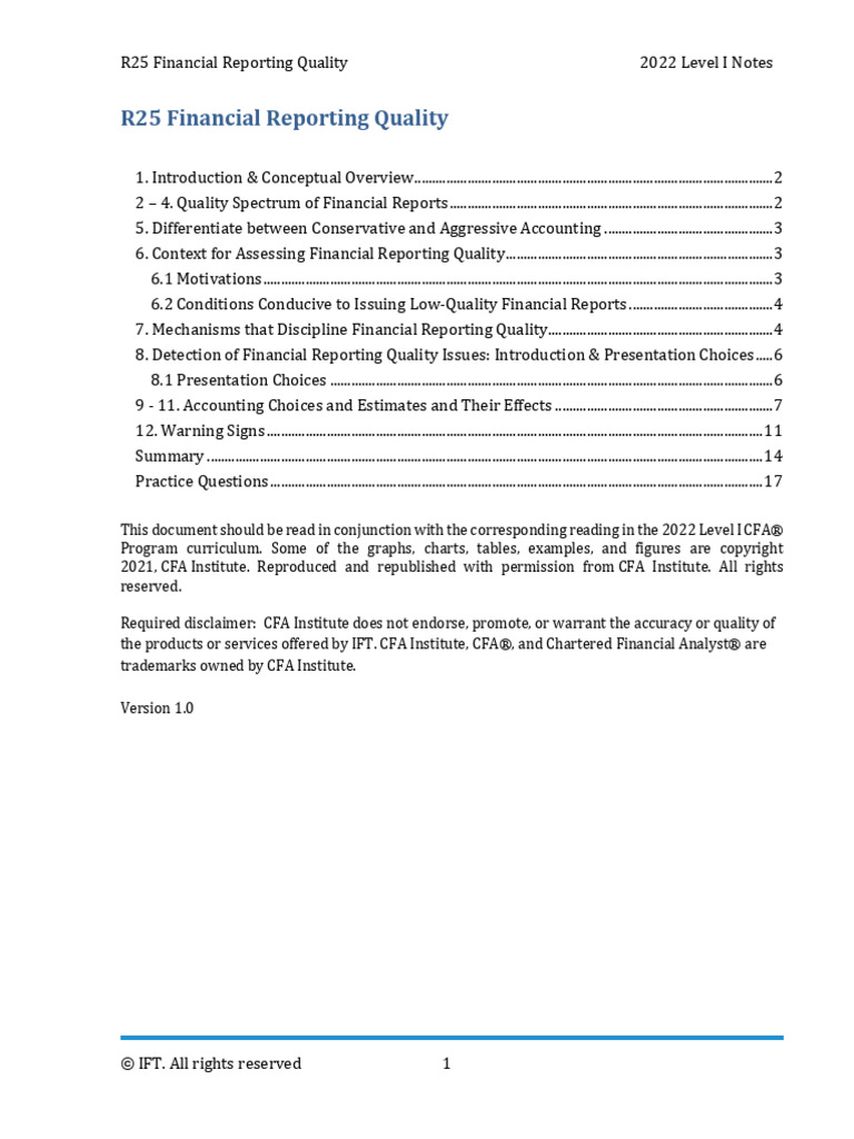 R25 Financial Reporting Quality Ift Notes Pdf Depreciation Revenue