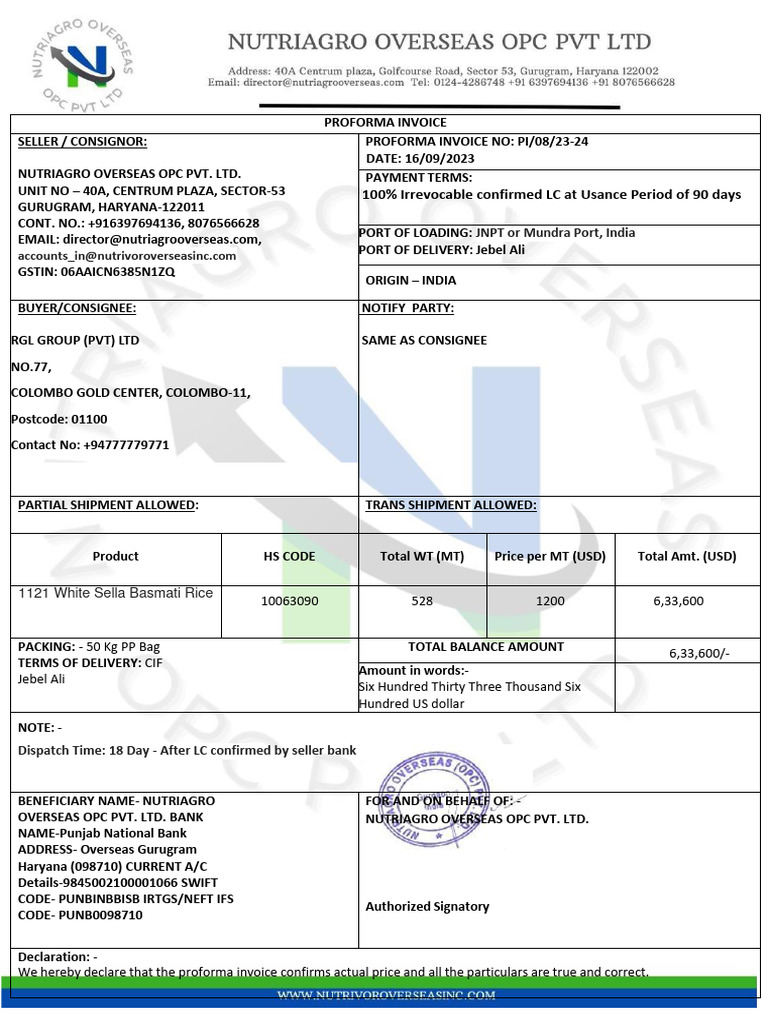 RGL Proforma 2 | PDF