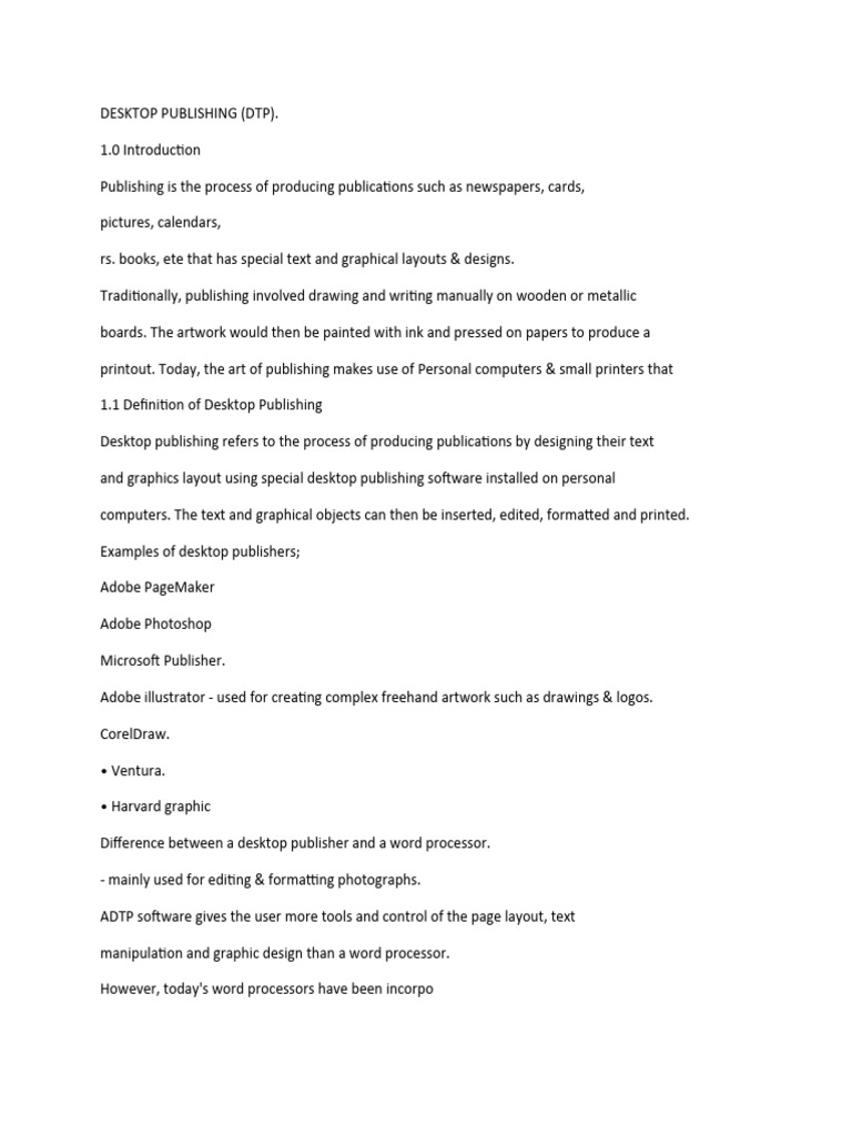 Overview of Desktop Publishing Software | PDF | Page Layout | Web Design