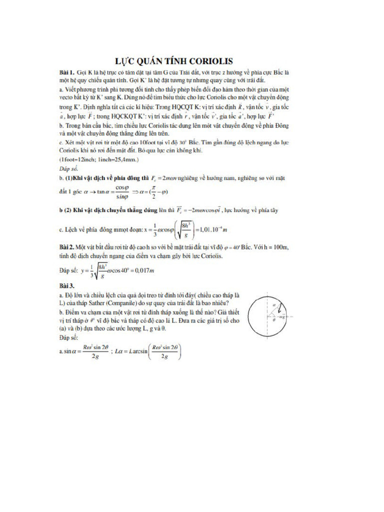 bài tập về lực coriolis | PDF