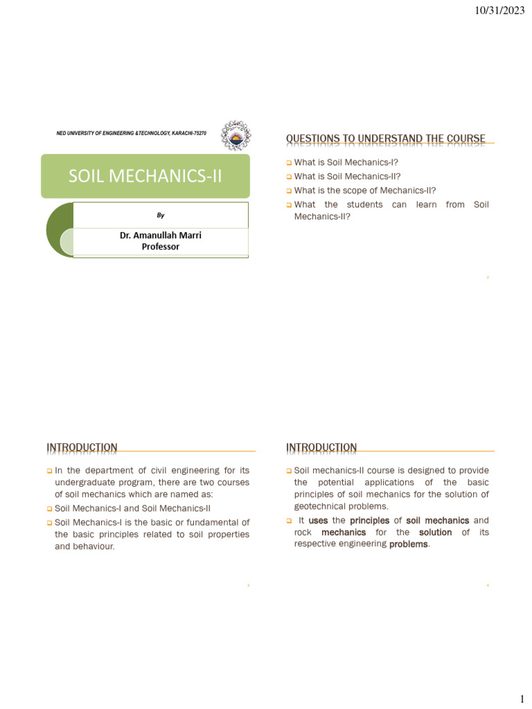 Soil Mechanics-Ii: Questions To Understand The Course | PDF | Soil | Soil Science