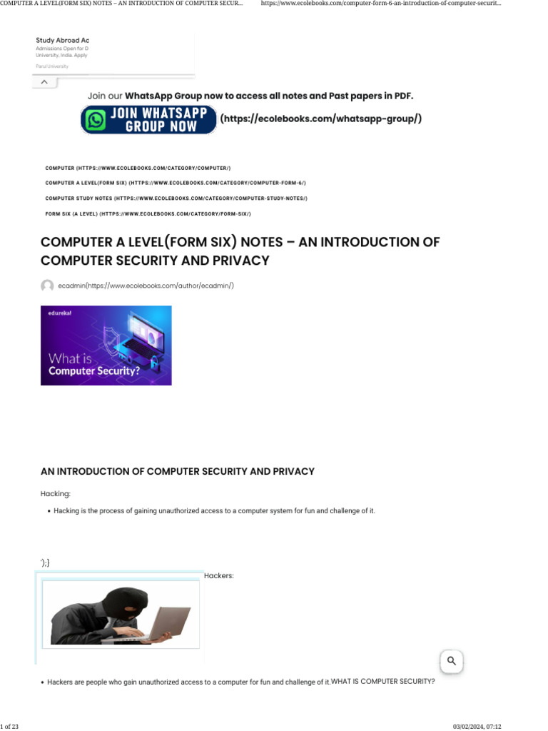 COMPUTER A LEVEL (FORM SIX) NOTES - AN INTRODUCTION OF COMPUTER ...