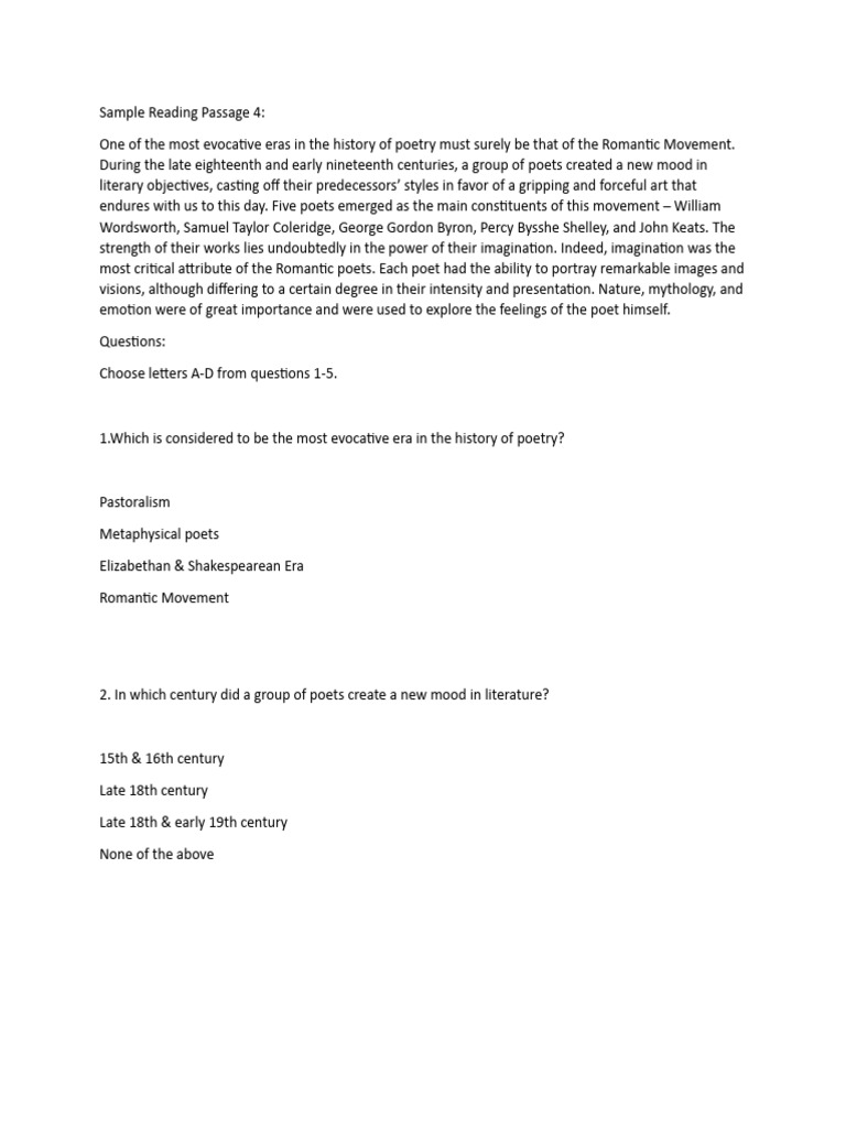 Sample Reading Passage 4 | PDF