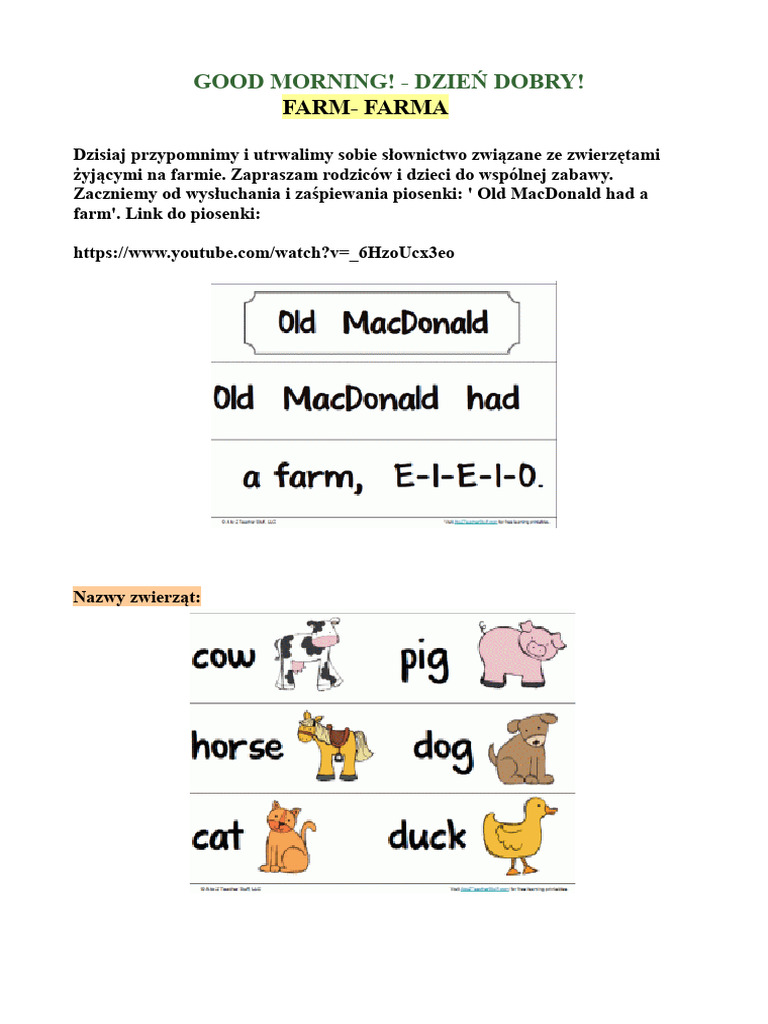 Farm Lesson PDF | PDF