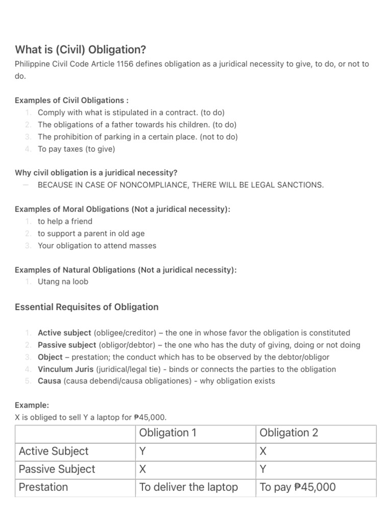 Understanding Civil Obligations in Law | PDF | Law Of Obligations | Damages