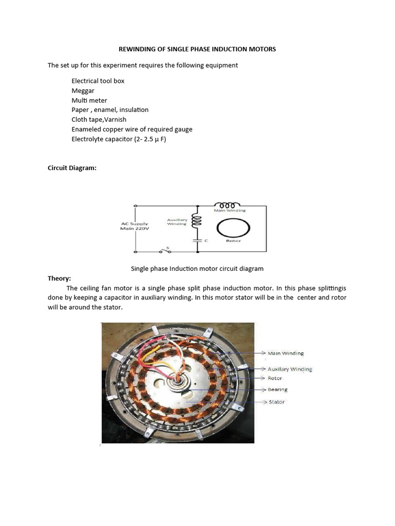 Single Phase Motor Rewinding Guide | PDF | Electric Motor | Capacitor