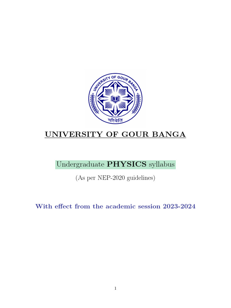 UG Physics NEP 2020 Final | PDF | Waves | Diffraction