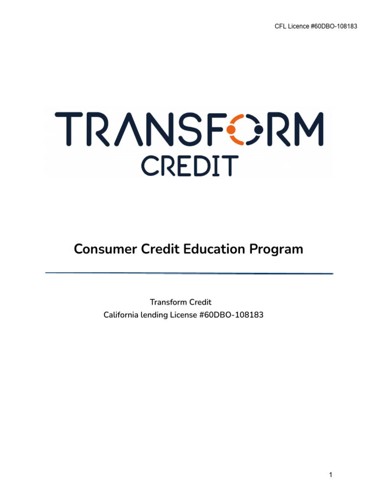 Credit Education Program Overview | PDF | Loans | Credit Card
