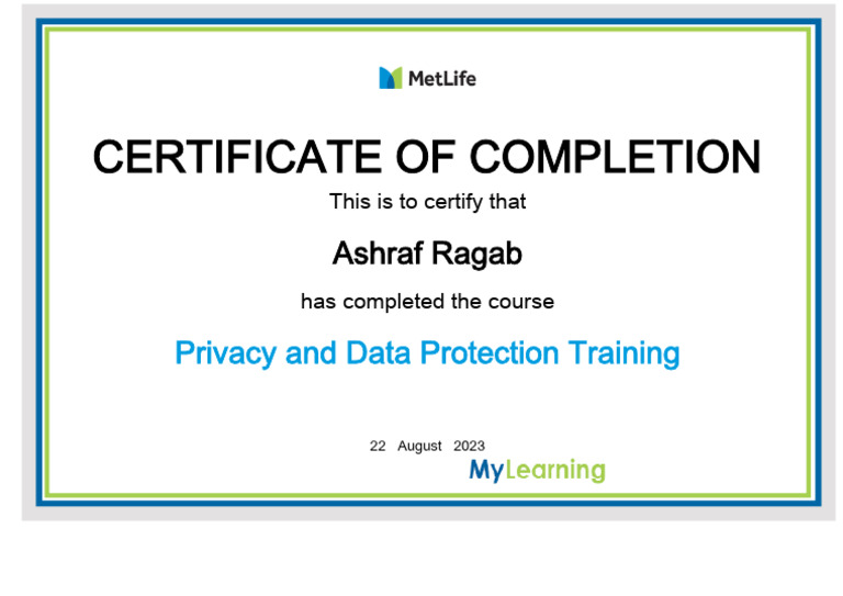 Privacy and Data Protection Certificate | PDF