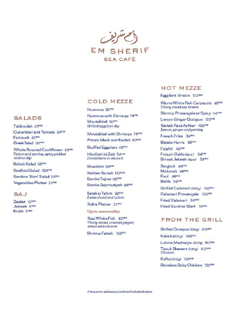 Beirut Menu | PDF