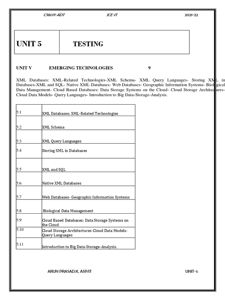Unit-5 Final | PDF | Databases | Xml Unit-5 Final | PDF | Databases | Xml