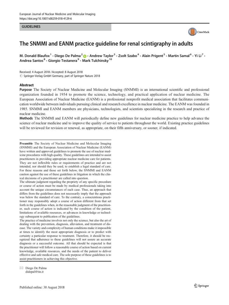 2018 SNMMI EANM DMSA Adult Guidelines | PDF | Kidney | Medical Imaging