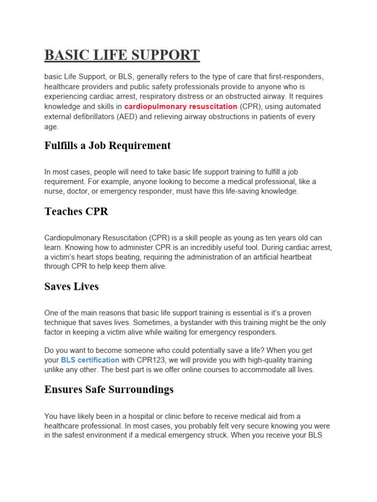 Basic Life Support | PDF | Cardiopulmonary Resuscitation | Social Programs