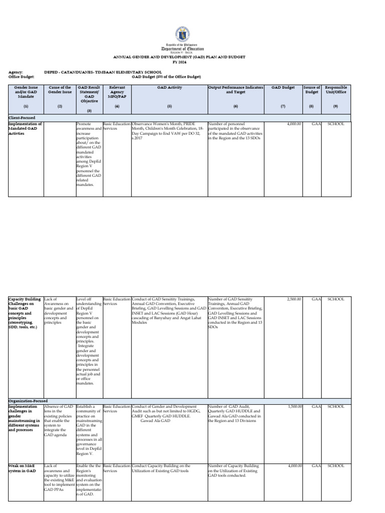 Gad Action Plan | Download Free PDF | Gender | Gender Studies