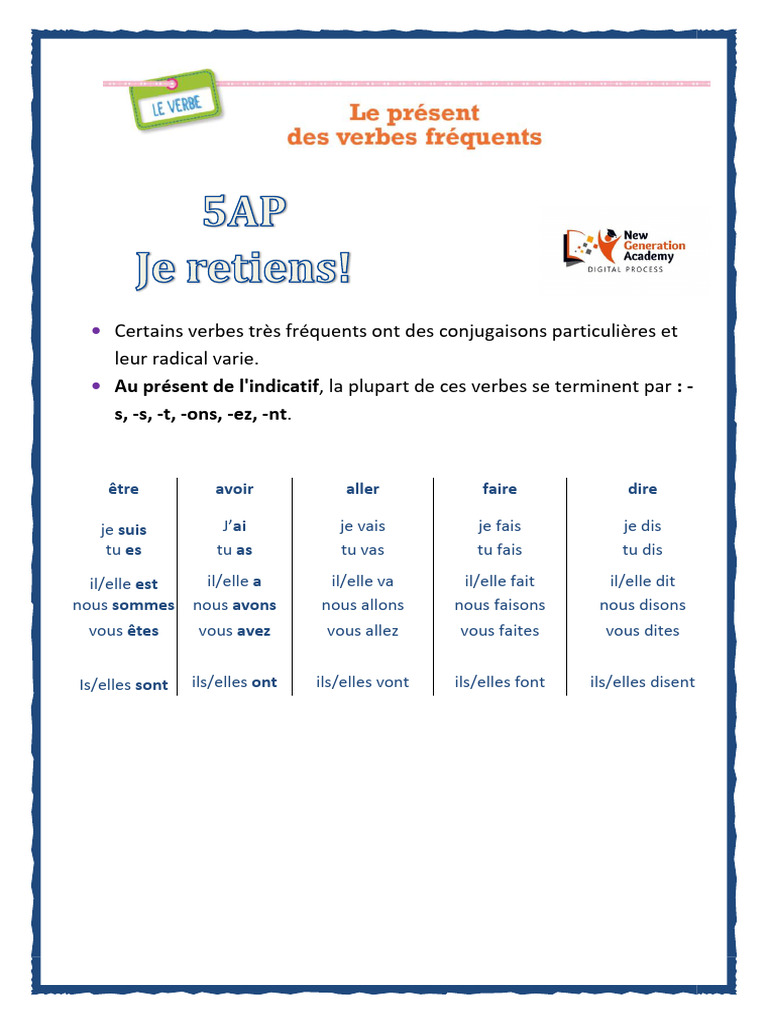 Conjugaisons des verbes fréquents en français | PDF
