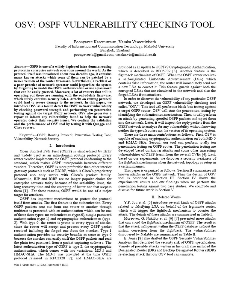 Ospf Vulnerability Checking Tool | PDF | Password | Networking Standards