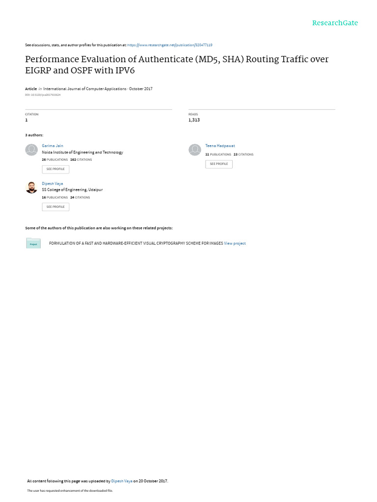 Performance Evaluation of Authenticate MD5 SHA Rou 3 | PDF | Routing ...
