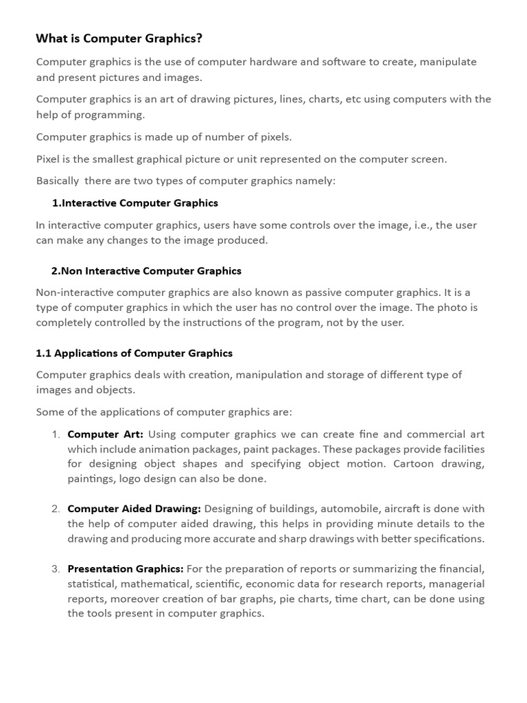 What Is Computer Graphics | PDF | Graphics | Computer Graphics