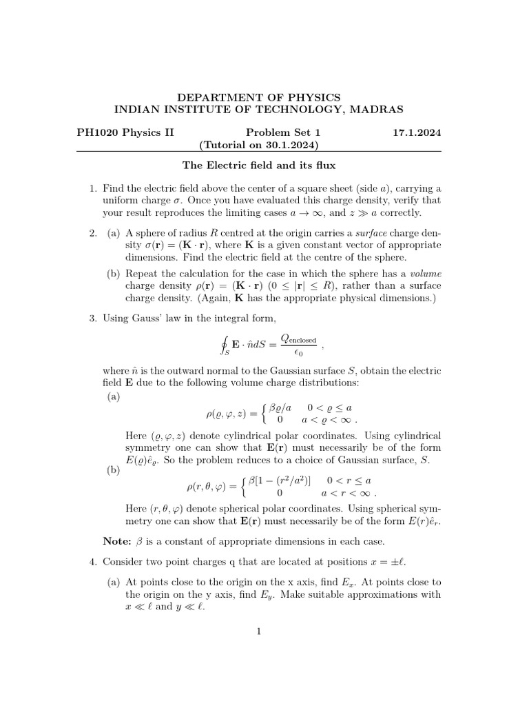 ps1 2024 | PDF | Physics | Physical Sciences