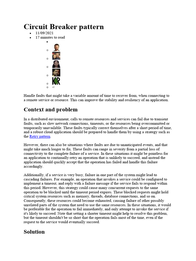 Circuit Breaker Pattern Pdf World Wide Web Internet And Web