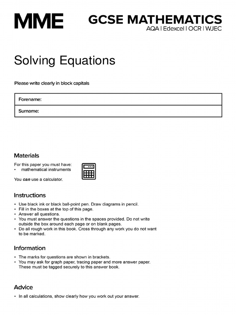 Solving Equations Foundation Questions MME | PDF | Milk | Taxes