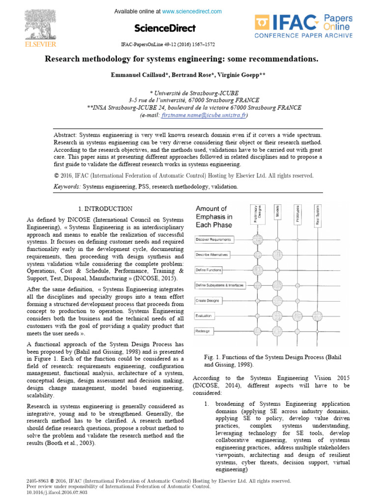 Research Methodology For Systems Engineering Some Recommendations, Emmanuel Caillaud, 2016 | PDF ...