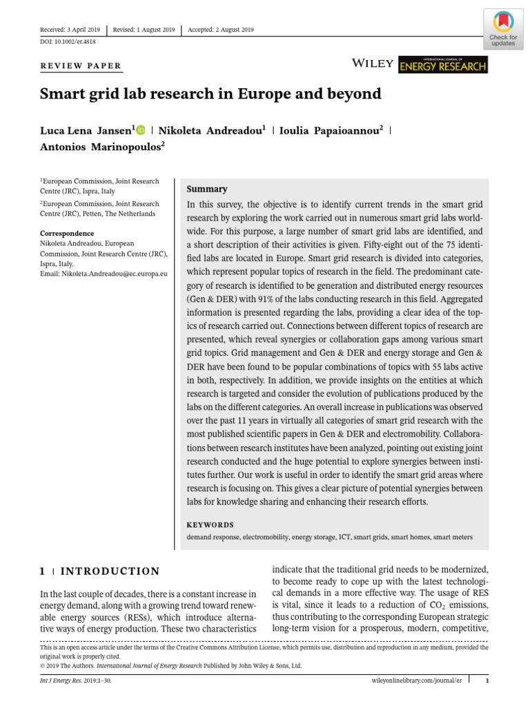 Smart Grid Lab Research in Europe and Beyond, Luca Jansen, 2019 | PDF | Smart Grid | Electrical Grid