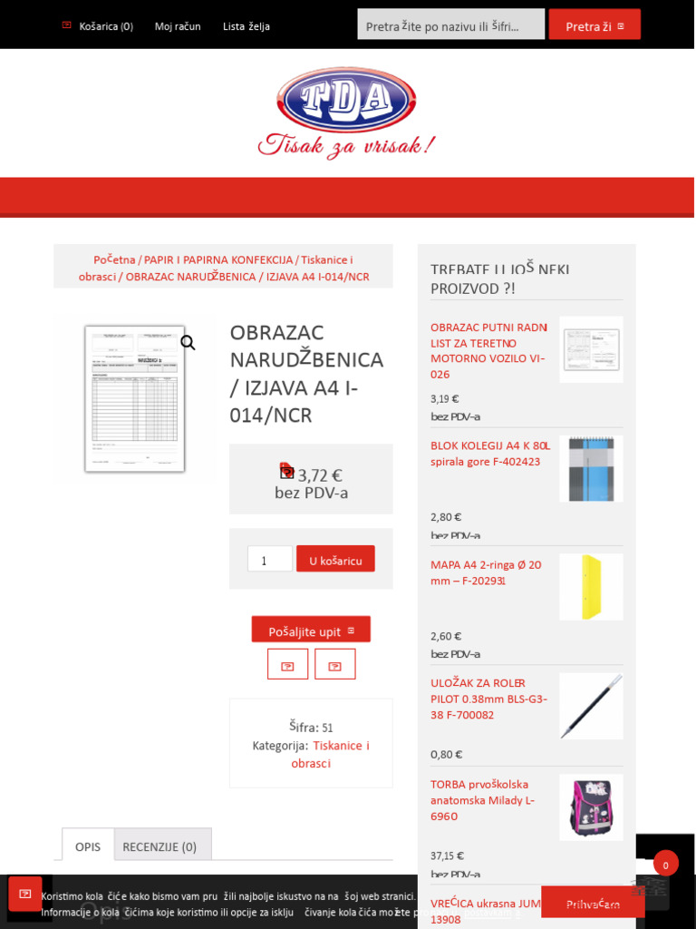 Tda HR Proizvod Obr Narudbenica Izjava A4 I 014nc | PDF