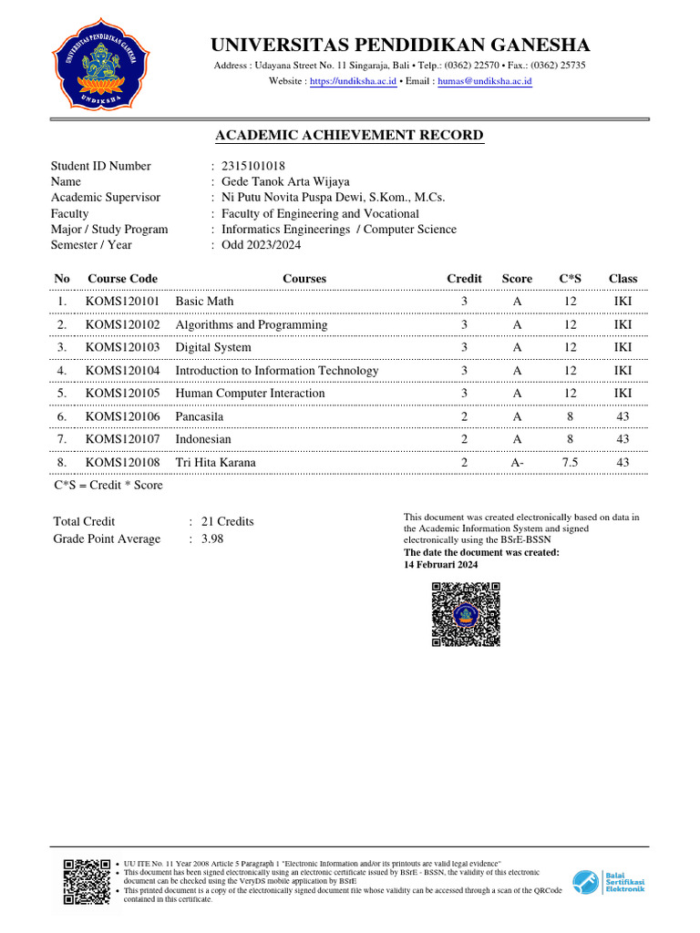 KHS 2315101018 2023 GANJIL - Signed | PDF | Computing | Computer Science