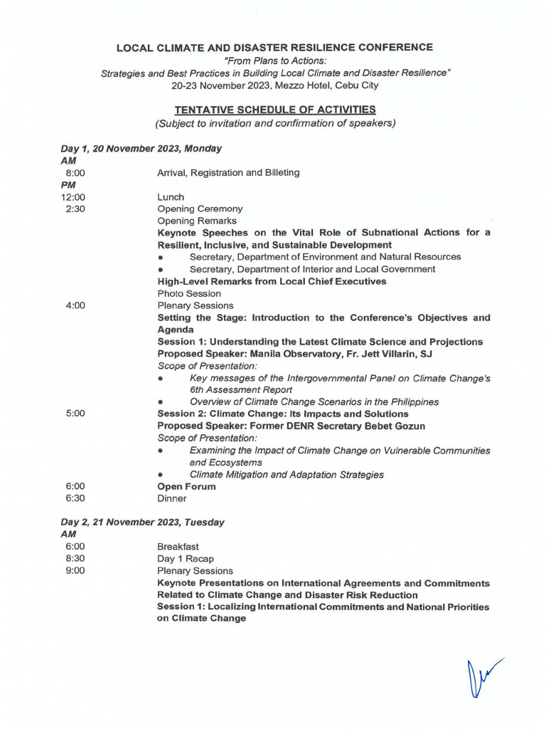 Tentative Schedule of Activities | PDF
