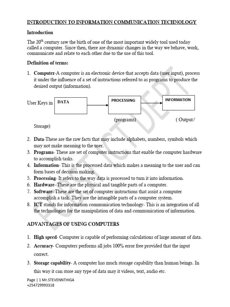 Introduction To Ict | PDF | Computer Data Storage | Integrated Circuit