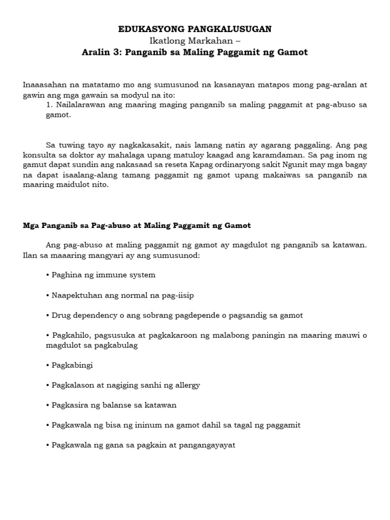 HEALTH 4 - Module 3 | PDF