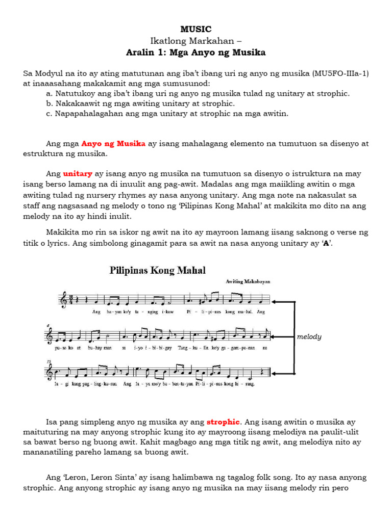 MUSIC 5 - Module 1 | PDF