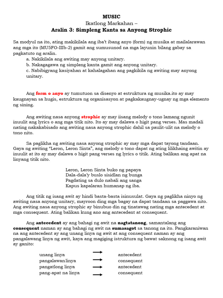 MUSIC 5 - Module 3 | PDF